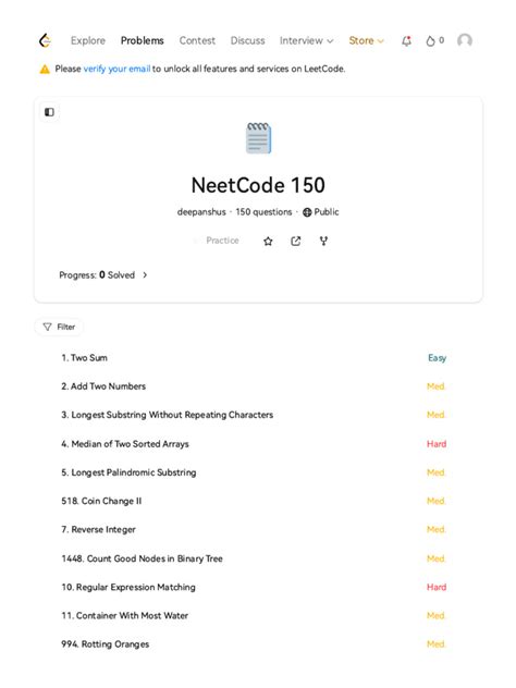neetcode 150 leetcode pdf
