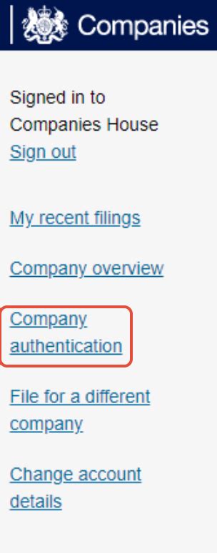 Companies House Company Authentication Code For Webfiling Yvol