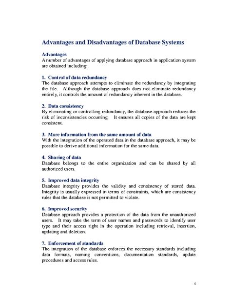 Management Information Sysytem 4 Advantages And Disadvantages Of Database Systems Advantages A