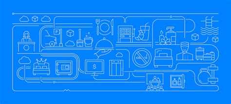 호텔 서비스 및 시설 관련 라인 스타일 배너 디자인 웹 페이지 헤드 라인 브로셔 연례 보고서 및 책 표지 가사 집안일에 대한 스톡 벡터 아트 및 기타 이미지 Istock