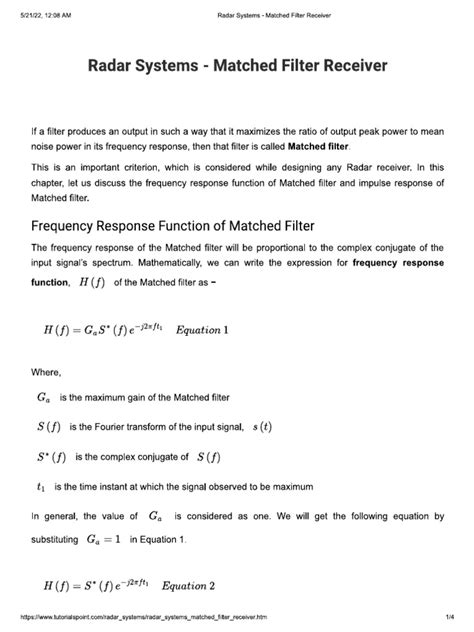 Matched Filter Pdf