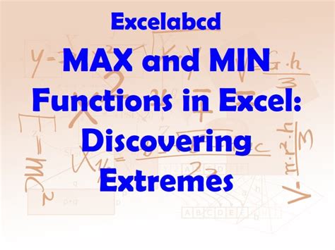 Max And Min Functions In Excel Discovering Extremes