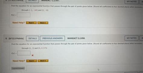 Solved Find The Equation For The Exponetial Function That