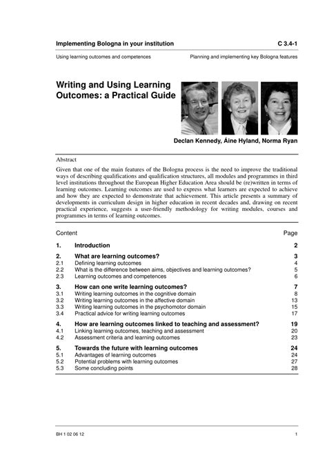 PDF Writing And Using Learning Outcomes A Practical Guide