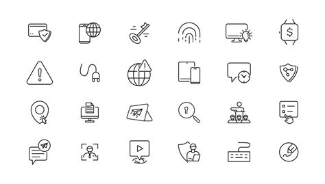 Information Technology Line Icons Collection Big Ui Icon Set In A Flat Design Thin Outline