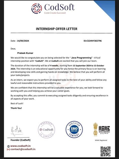 Prateek Kumar On Linkedin Internship Java Programming Growth