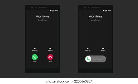 Mockup Incoming Call Voicemail Screen Smartphone Stock Vector Royalty