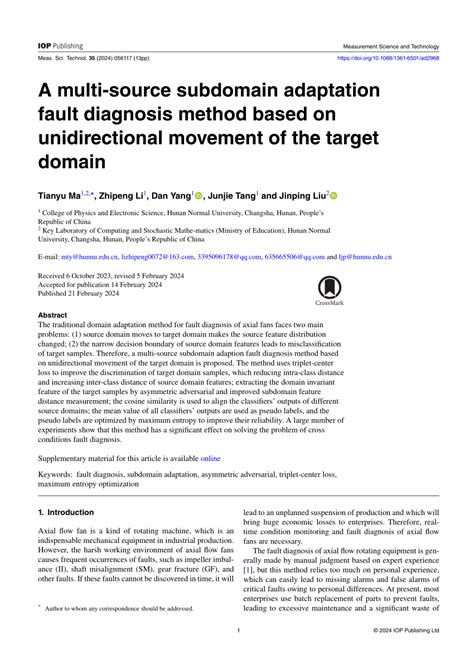 A Multi Source Subdomain Adaptation Fault Diagnosis Method Based On Unidirectional Movement Of