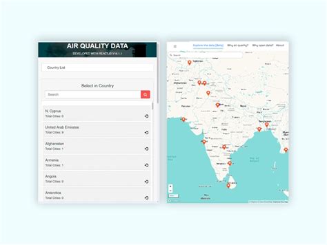 Air Quality Indicator Dashboard Using React Js Frameworks