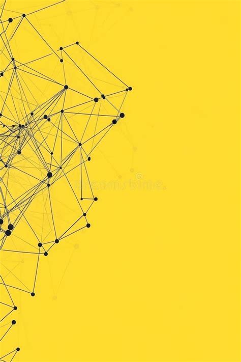 Abstract Geometric Connect The Dots Design On Yellow Background Network Pattern Structure