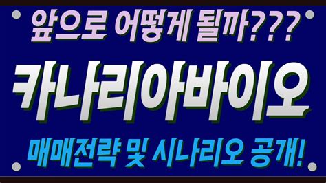 주식 카나리아바이오 앞으로 어떻게 될까매매전략 및 시나리오 공개 Youtube