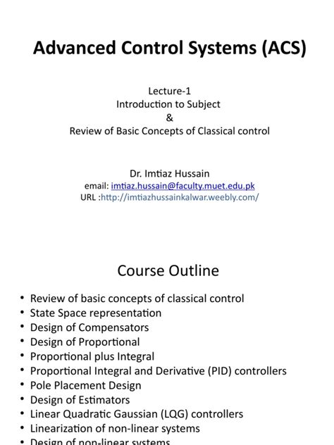 lecture 1 introduction review of classical control pdf control