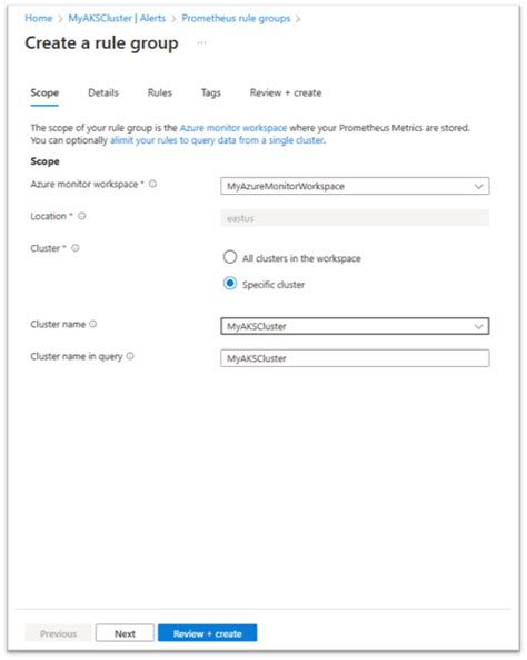 适用于 prometheus 的 azure monitor 托管服务中的规则组 azure monitor azure docs