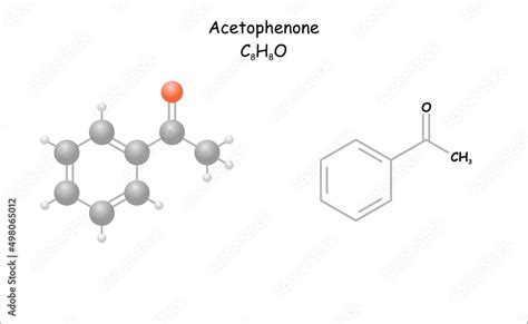 Stylized Molecule Model Structural Formula Of Acetophenone Component For Essential Oils And Use