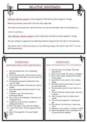 263 Relative Clauses English ESL Worksheets Pdf Doc
