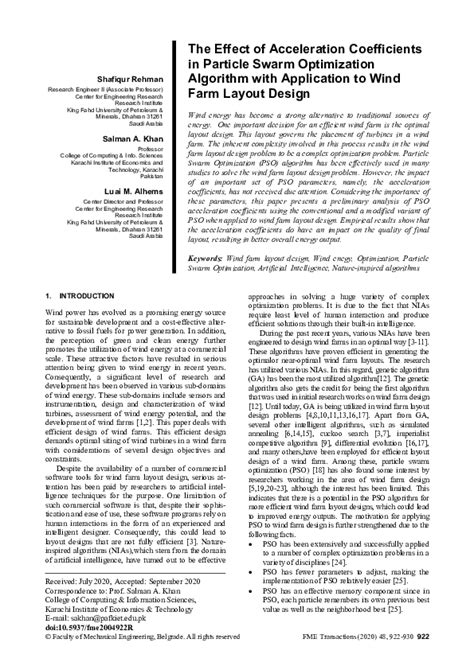 Pdf The Effect Of Acceleration Coefficients In Particle Swarm