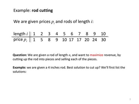 Dynamic Programming Rod Cutting Class Ppt