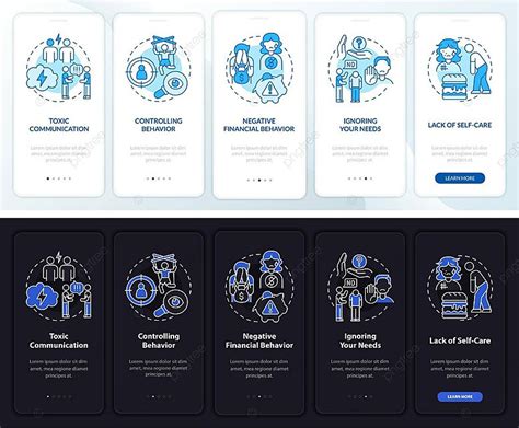 Toxicity Signs Onboarding Mobile App Page Screen Smartphone Light Presentation Vector