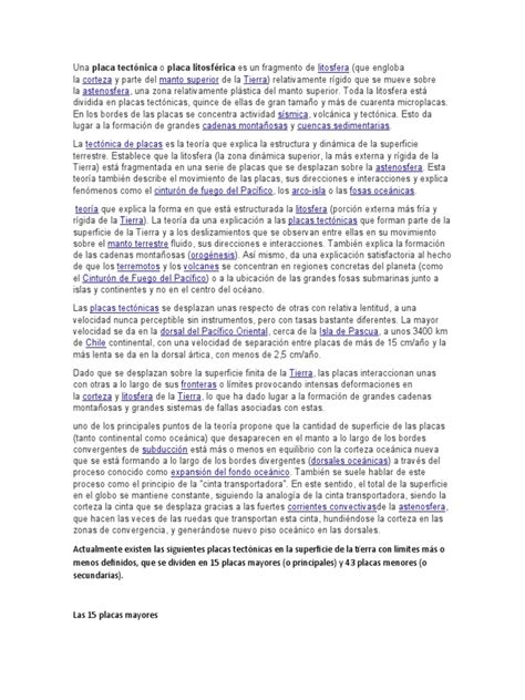 Teoria De Placas Pdf Placas Tectónicas Geología Estructural