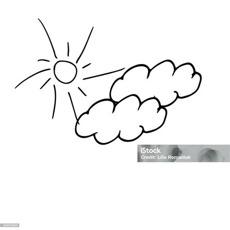 낙서 구성 태양 구름 벡터 일러스트 레이 션 그래픽 기반 패브릭 식기 엽서 개념에 대한 스톡 벡터 아트 및 기타 이미지 개념 계절 구름 Istock