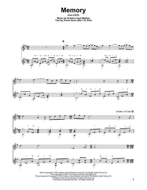 Memory From Cats By Andrew Lloyd Webber Solo Guitar Guitar Instructor