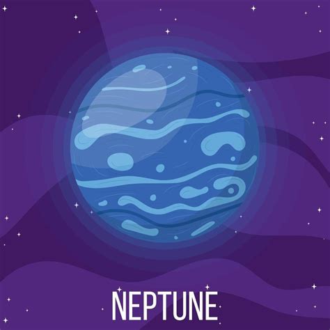 Neptune Planet In Space Colorful Universe With Neptune Cartoon Style