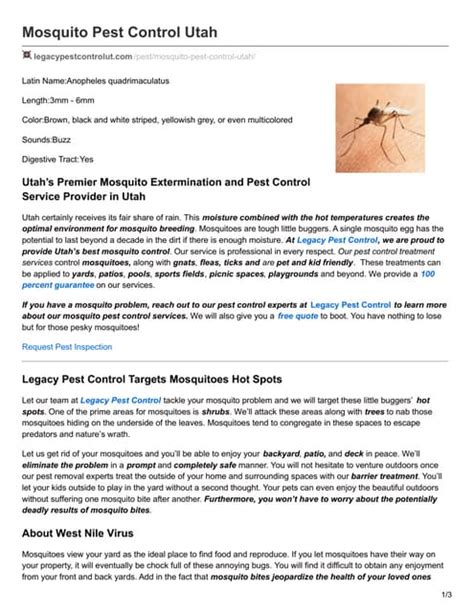 Mosquito Pest Control Utah Pdf