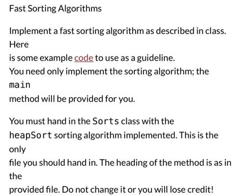 Solved Fast Sorting Algorithms Implement A Fast Sorting Chegg