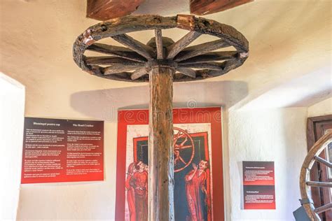 Old Wooden Breaking Wheel Displayed In Predjama Castle Museum Editorial