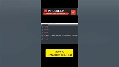 How To Use Html Titlehead Body Tags Video 2 Inhouseerp Html Technology Htmltutorial