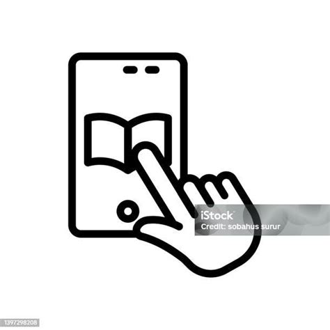 온라인 교육 아이콘 벡터입니다 가상 학습 휴대 전화 터치 핸드 버튼 선 아이콘 스타일 편집 가능한 간단한 디자인 일러스트 레이 션 Brand Name Smart Phone에