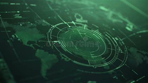 A Sonar Screen For Submarines And Ships Radar Sonar With A Map Showing Objects Stock