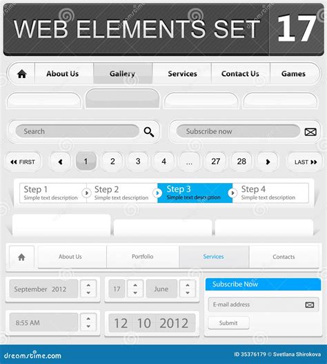 web design elements set stock vector illustration of menu 35376179