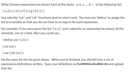 Solved Write Scheme Expressions To Extract Each Of The Items
