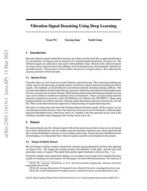Pdf Vibration Signal Denoising Using Deep Learning