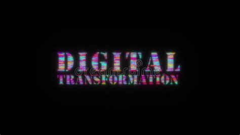Digital Transformation Colorful Glitch Text Effect 3d Tube Animation Loop With Flicker Light 4k