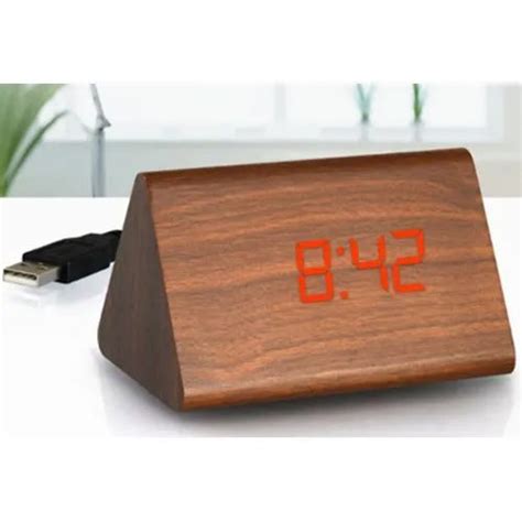 A 110 Wooden Led Table Clock Polished Brown Surface Various Sizes Available Usb Cable