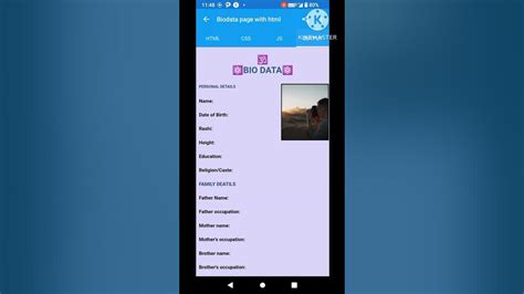 Biodata Using Html And Css Youtube