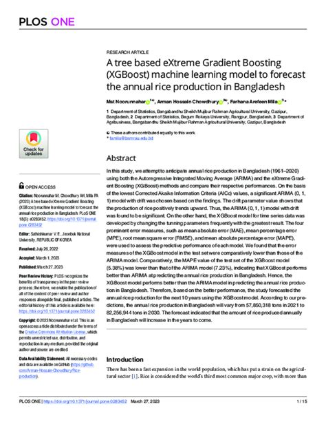 Pdf A Tree Based Extreme Gradient Boosting Xgboost Machine Learning