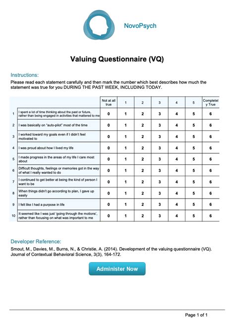 Vq Valuing Questionnaire