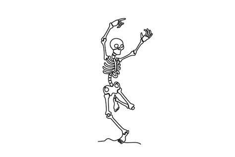 Premium Vector A Human Skeleton Danced With Pleasure Human Skeleton Oneline Drawing