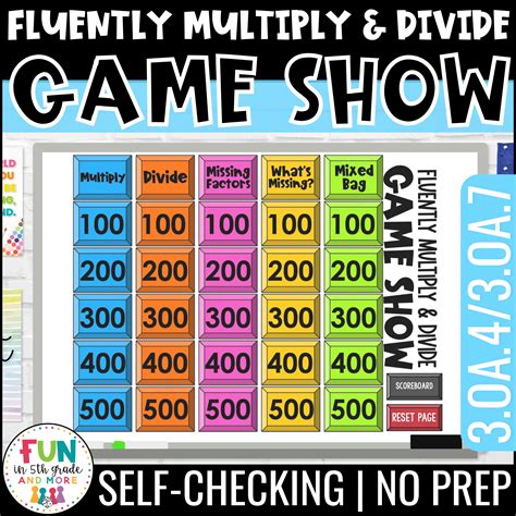 Fluently Multiply And Divide Game Show For 3rd Grade Math Review Fun