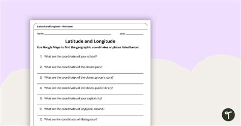Latitude And Longitude Practice
