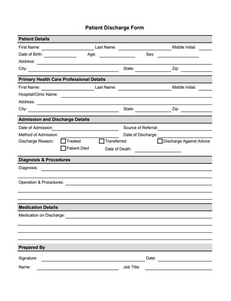 Hospital Discharge Papers Template Printable At A Glance