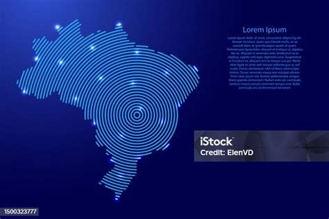 브라질 미래의 동심원 파란색 원과 배너 포스터 인사말 카드에 대한 빛나는 별의지도 브라질에 대한 스톡 벡터 아트 및 기타 이미지 브라질 지도 비즈니스 Istock