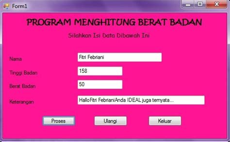 Membuat Program Menghitung Berat Badan Menggunakan Microsoft Visual Basic Express
