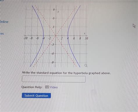 Solved Write The Standard Equation For The Hyperbola Graphed