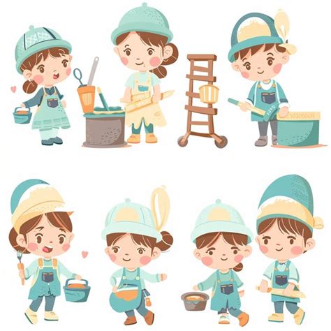 Carpenter Vector Set Simple And Minima Premium Ai Generated Vector