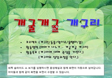 개굴개굴 개구리음성녹음 이야기나누기 개구리프로젝트사범교육레포트