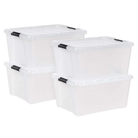 Iris 45 Qt1125 Gal Buckle Up Storage Box Clearblack 4 Pack
